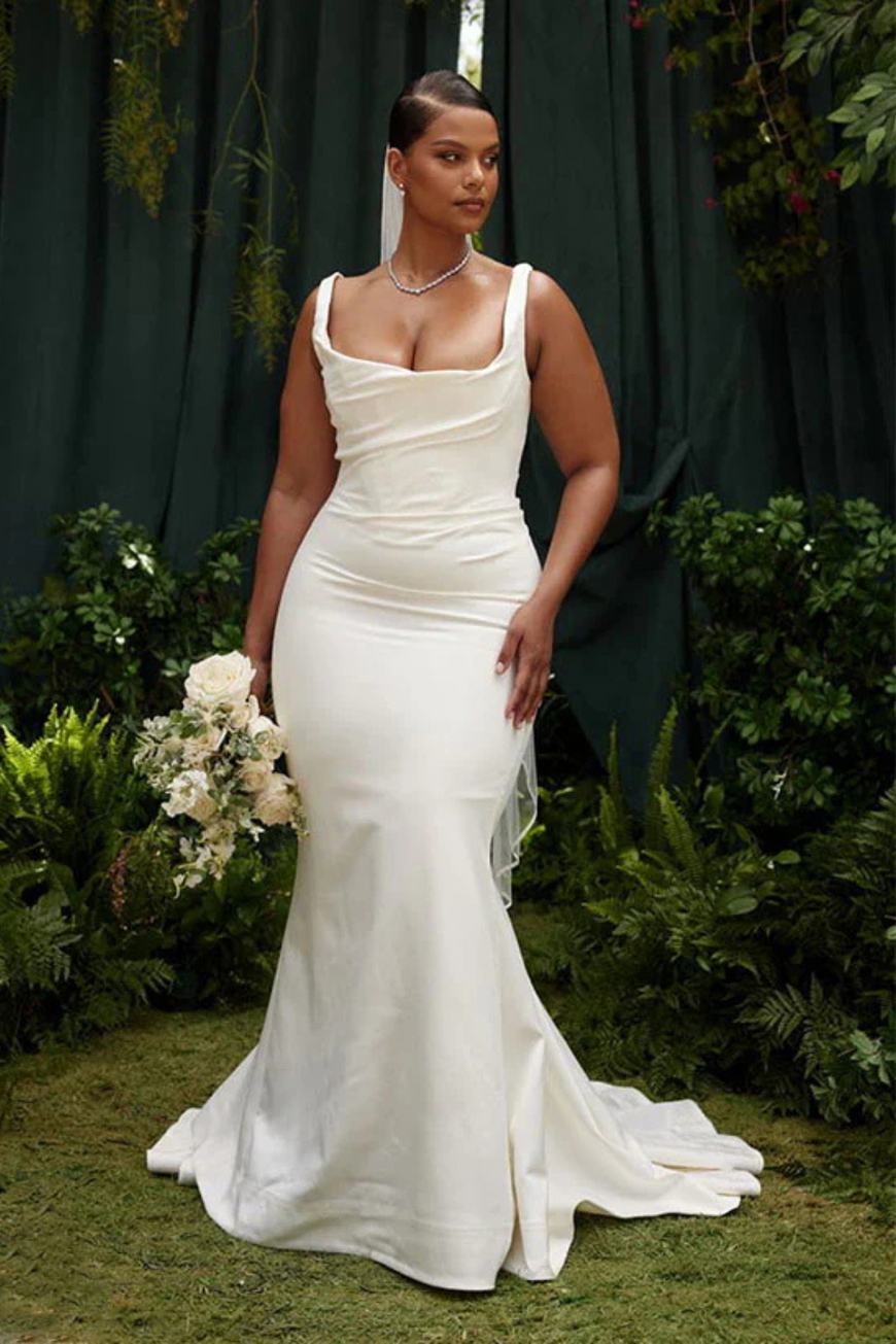 Glamorous A-line V-neck Glitter Sweep Train Wedding Dresses – 27dress