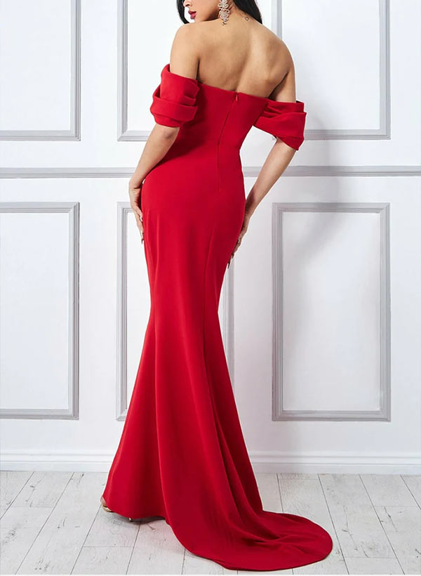 Sheath/Column Sweep Train Chiffon Prom Dress – 27dress